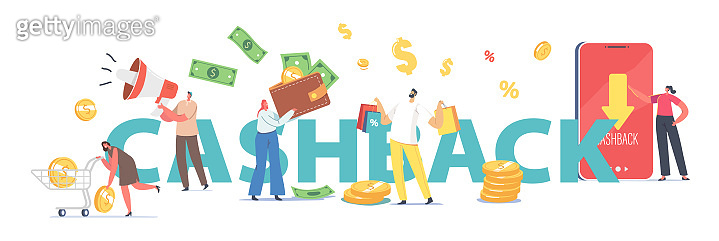 Cash Back Concept. Happy People Getting Money Refund for Shopping in ...