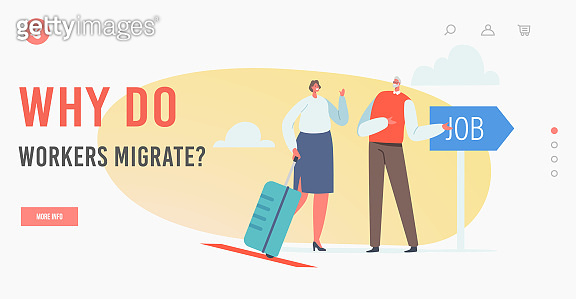 Work Migration, Drain Brain Landing Page Template. Businesswoman ...