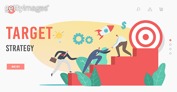 Target Strategy Landing Page Template. Businessmen Characters Climb Up ...
