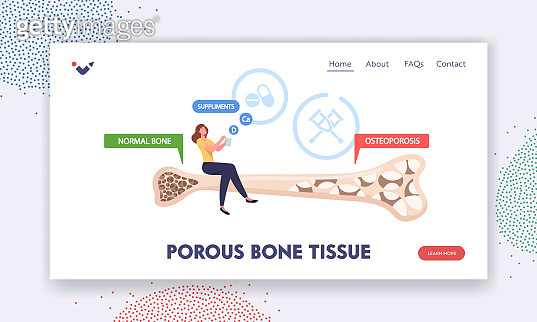 Porous Bone Tissue Landing Page Template. Osteoporosis, Health Care ...