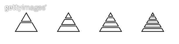Pyramid chart line icon. Pyramid diagram outline template symbols or ...