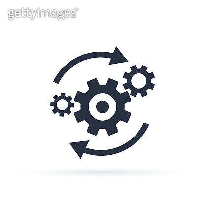Process icon in flat style isolated on white. Process symbol in black ...