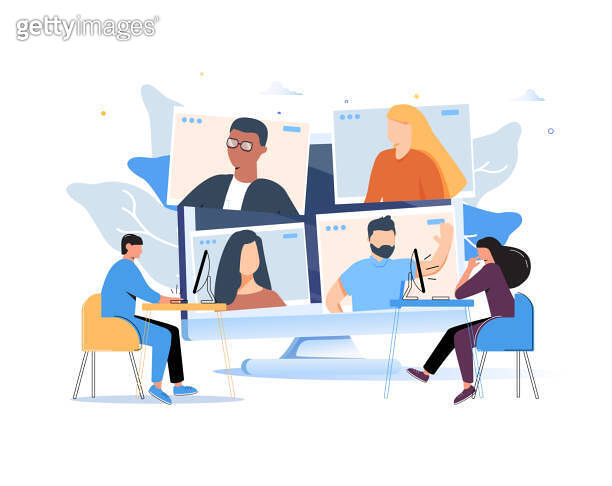 Online business conference, creative illustrations, businessmen, online ... Online business conference, creative illustrations, businessmen, online ...