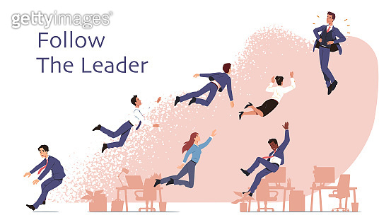 Business people follow the leader. Business success role model fly high ...
