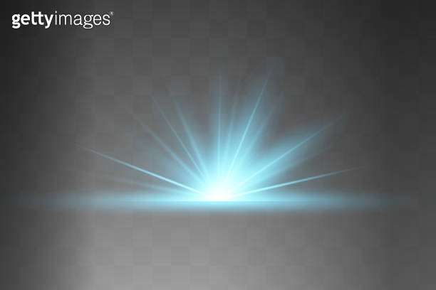 Blue glowing light explodes on a transparent background. Sparkling ...
