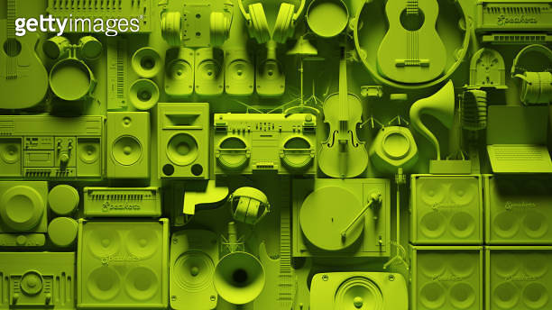 Green Musical Instrument Wall Vibrant Music Equipment 이미지 (1344587505 ...
