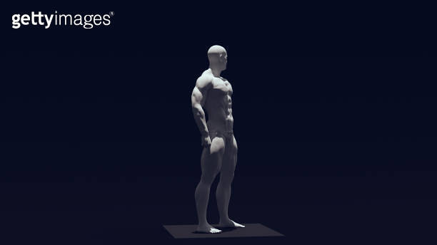 White Light Grey Stone Muscular Man Statue with Top Down Lighting 이미지 ...