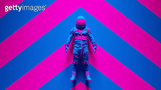Blue Pink Spaceman Astronaut Cosmonaut Vintage Retro Suit with Pink an ...