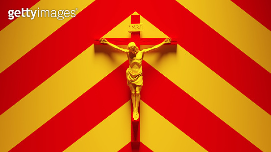 Yellow Jesus on a Cross Statue Crucifix Church Art Religion Sculpture ...