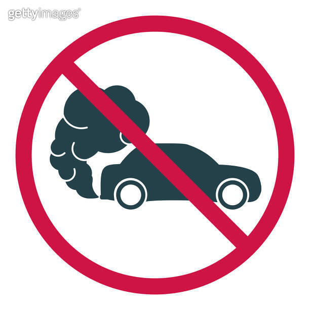 Prohibiting hazardous exhaust gas sign. Car icon with exhaust gases ...