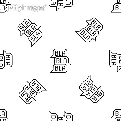 Grey line Speech bubble chat icon isolated seamless pattern on white ...