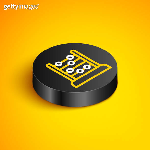 Isometric line Abacus icon isolated on yellow background. Traditional ...
