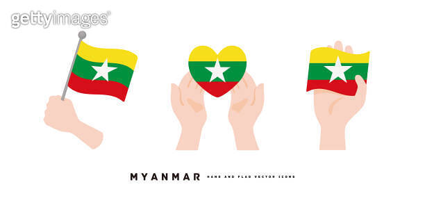 [Myanmar] Hand and national flag icon vector illustration (1335860022 ...