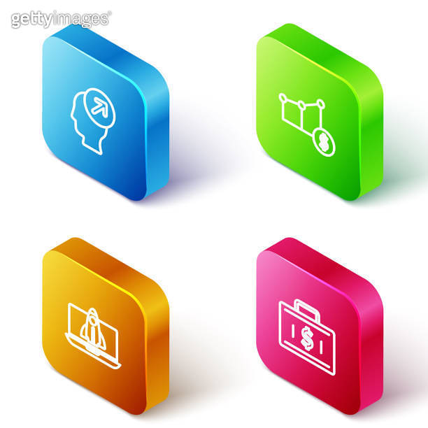 Set Isometric line Head hunting concept, Pie chart and dollar, Startup ...