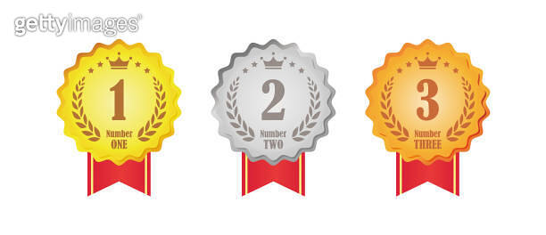 Gold, silver and bronze 1st, 2nd and 3rd ranking icon set 이미지 ...