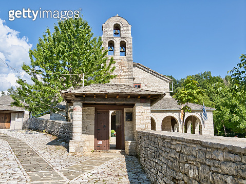 The church of Saint Athanasios in the beautiful Zagori village ...