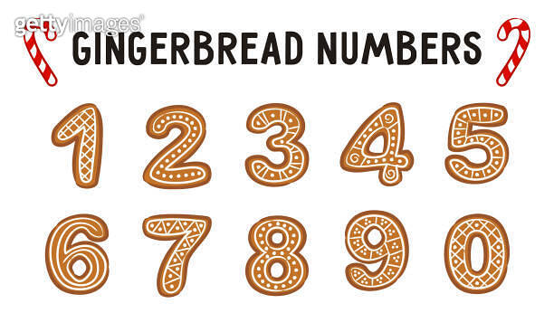 Set of Christmas gingerbread numbers. Festive figures f 이미지 (1334309663 ...