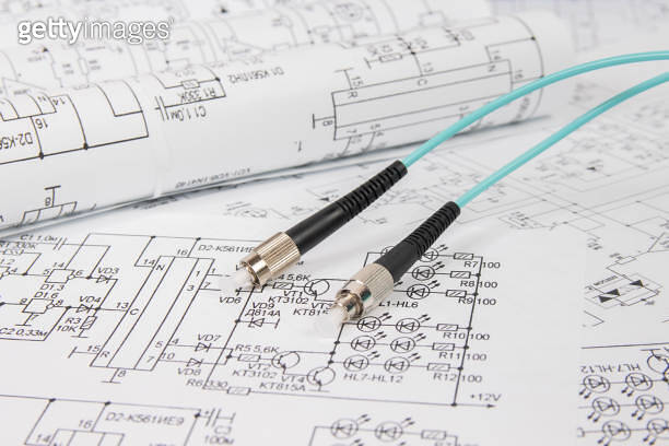 Fiber optic patch cord cable on electrical engineering drawings ...