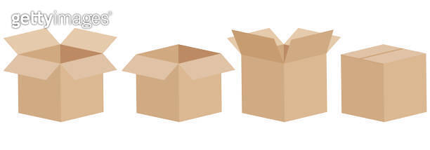 Set of open and closed boxes. Cardboard box. Vector illustration. 이미지 ...