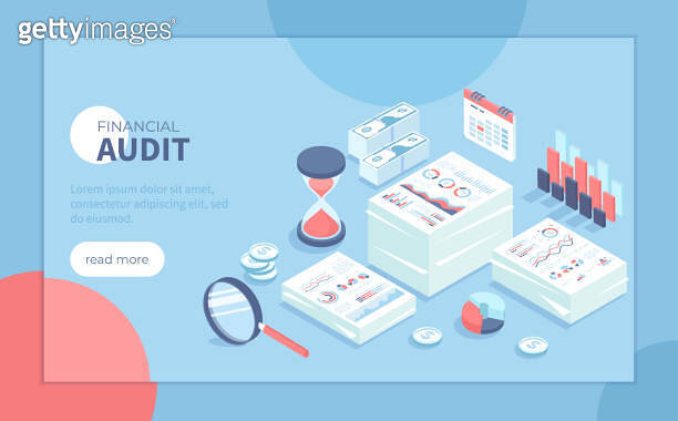 Financial audit and business analysis concept. Documents with charts ...