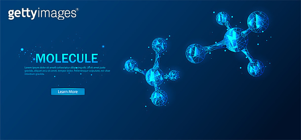 Molecule. Low poly wireframe digital vector illustration. Polygons and ...