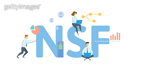 NSF, Not Sufficient Funds. Concept with keyword, people and icons. Flat ...