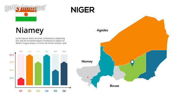 Niger map. image of a global map in the form of regions of Niger ...