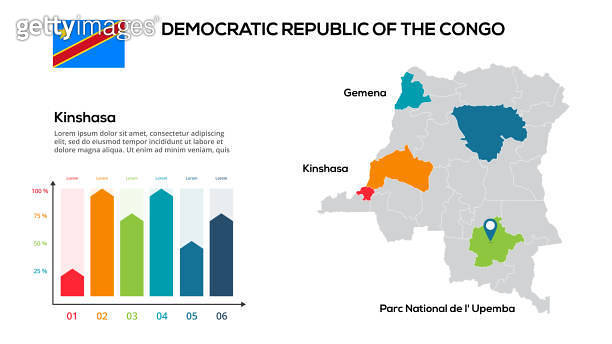 Congo map. image of a global map in the form of regions of Congo ...
