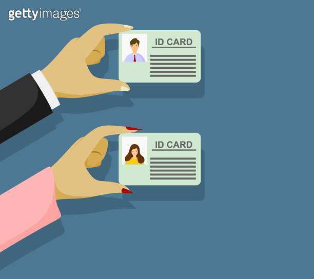 Illustration of hand holding the id card. Vector illustration flat ...