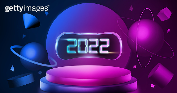 3d rendering New Year digital technology 2022, meta-universe concept ...