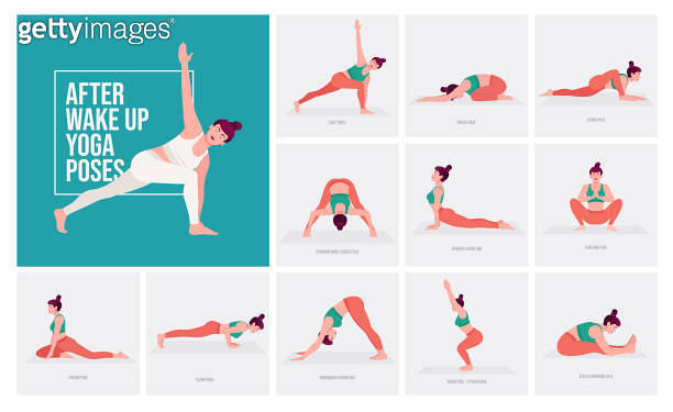 After Wake Up Yoga poses. Young woman practicing Yoga pose. 이미지 ...