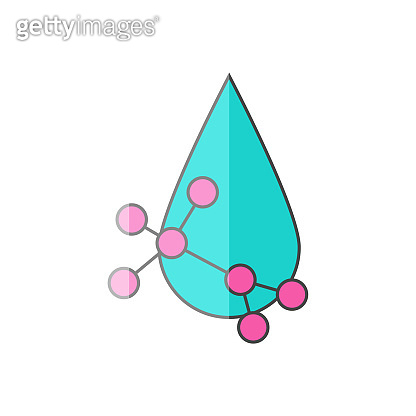 Vector icon water molecule, drops of acid on cartoon style on white ...