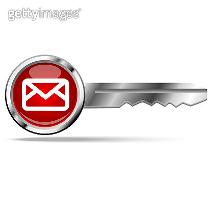 Envelope icon on a red key 이미지 (1306455199) - 게티이미지뱅크