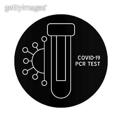 Medical laboratory analysis outline logo. Covid-19 PCR virus test ...