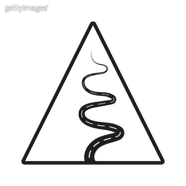 Line art vector icon a tall mountain with hiking trails (1302694170 ...