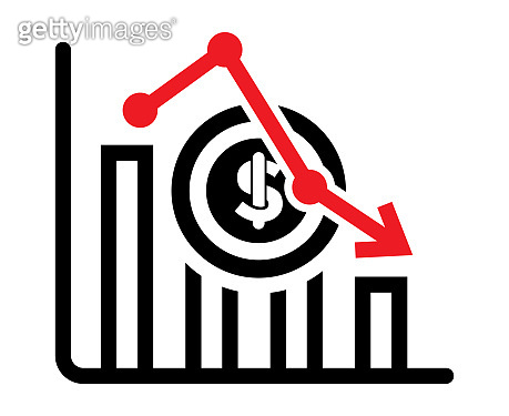 Recession or stock market crash line art icon with graph chart 이미지 ...