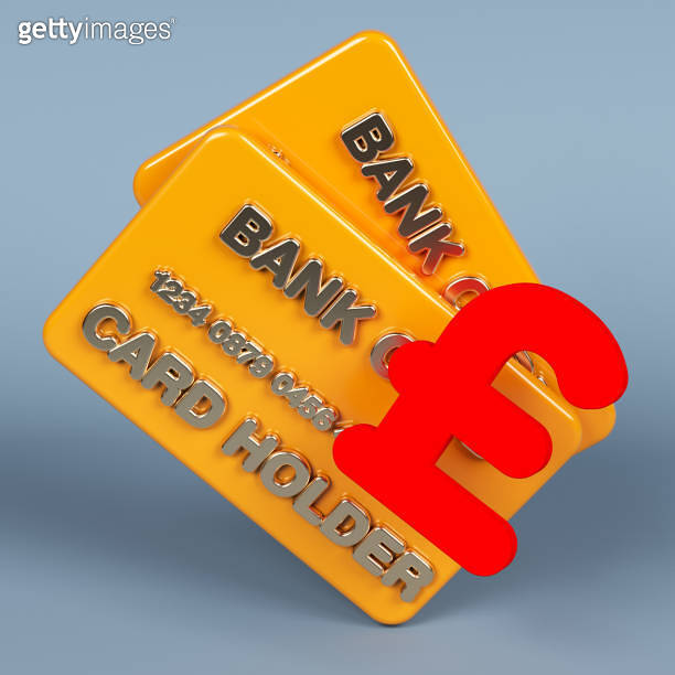 Orange-colored credit card and pound symbol. 이미지 (1344728308) - 게티이미지뱅크