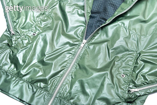 Shiny green nylon full zipper windbreaker jacket ,motorcycle leather ...