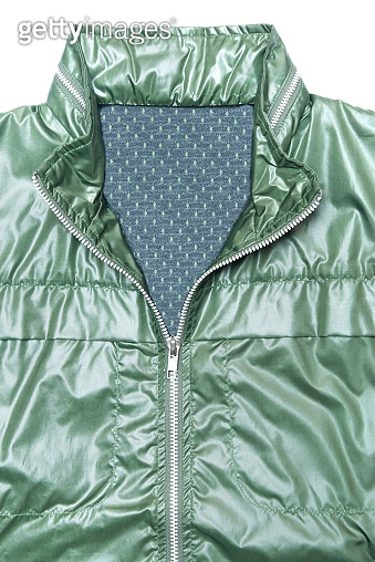 Shiny green nylon full zipper windbreaker jacket ,motorcycle leather ...