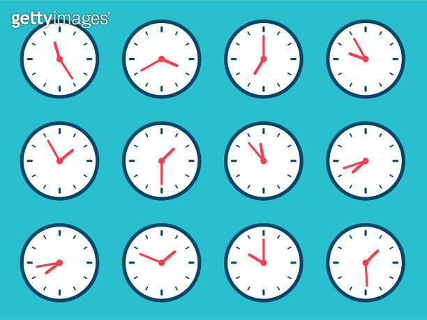 Clock Time Difference Set - Vector Illustration. Different Timezones ...