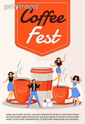 Coffee fest poster flat vector template. Community fair. Entertainment ...