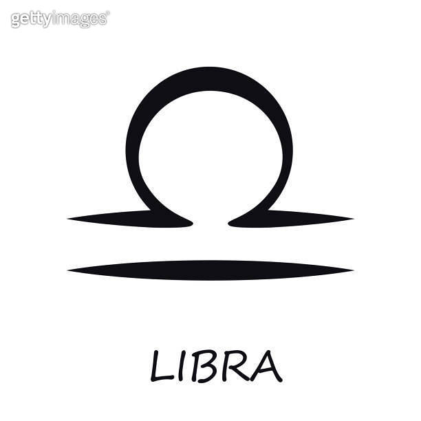 Libra zodiac sign black vector illustration. Celestial scales esoteric ...