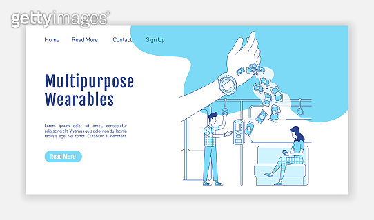 Multipurpose wearable landing page flat silhouette vector template ...