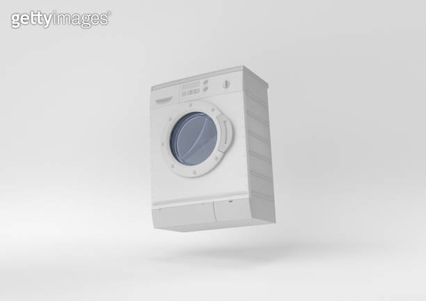 White Washing machine floating on white background. minimal concept ...
