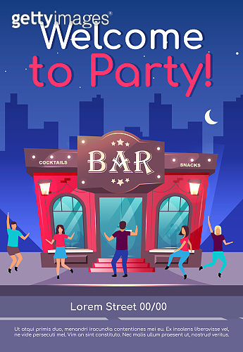 Welcome to party poster flat vector template. Nightclub event ...