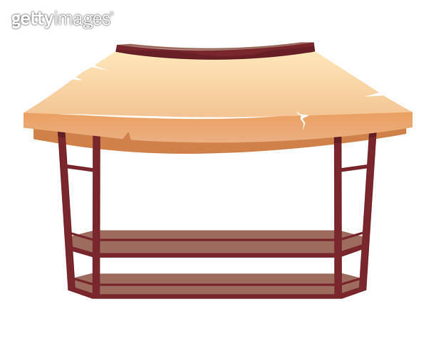 Outdoor street market awning cartoon vector illustration. Empty summer ...