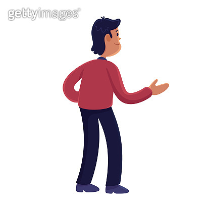 Man gesturing back view flat cartoon vector illustration. Male adult ...