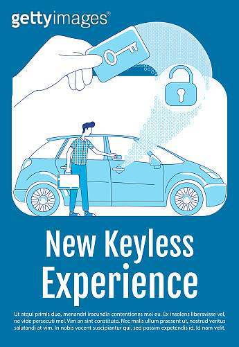 New keyless experience poster flat silhouette vector template. Car ...
