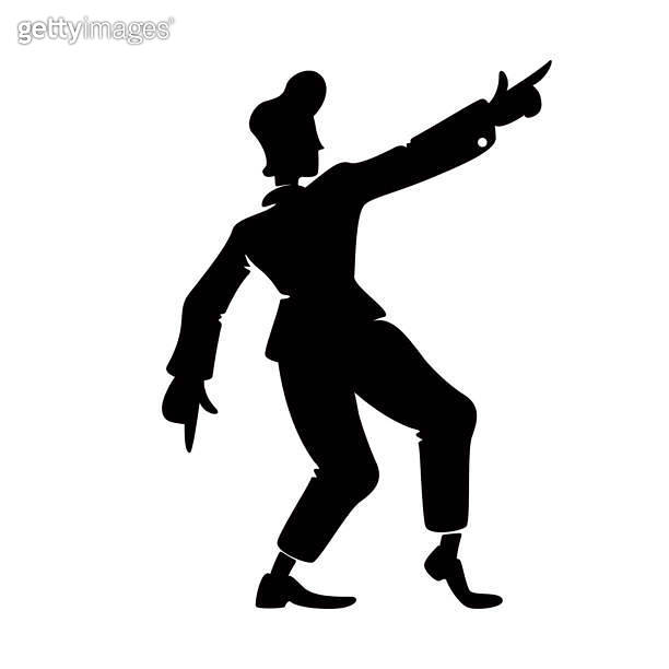 Retro style confident guy black silhouette vector illustration. Old ...