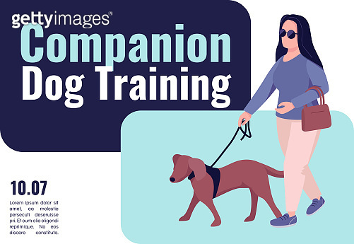 Companion dog training banner flat vector template. Brochure, poster ...